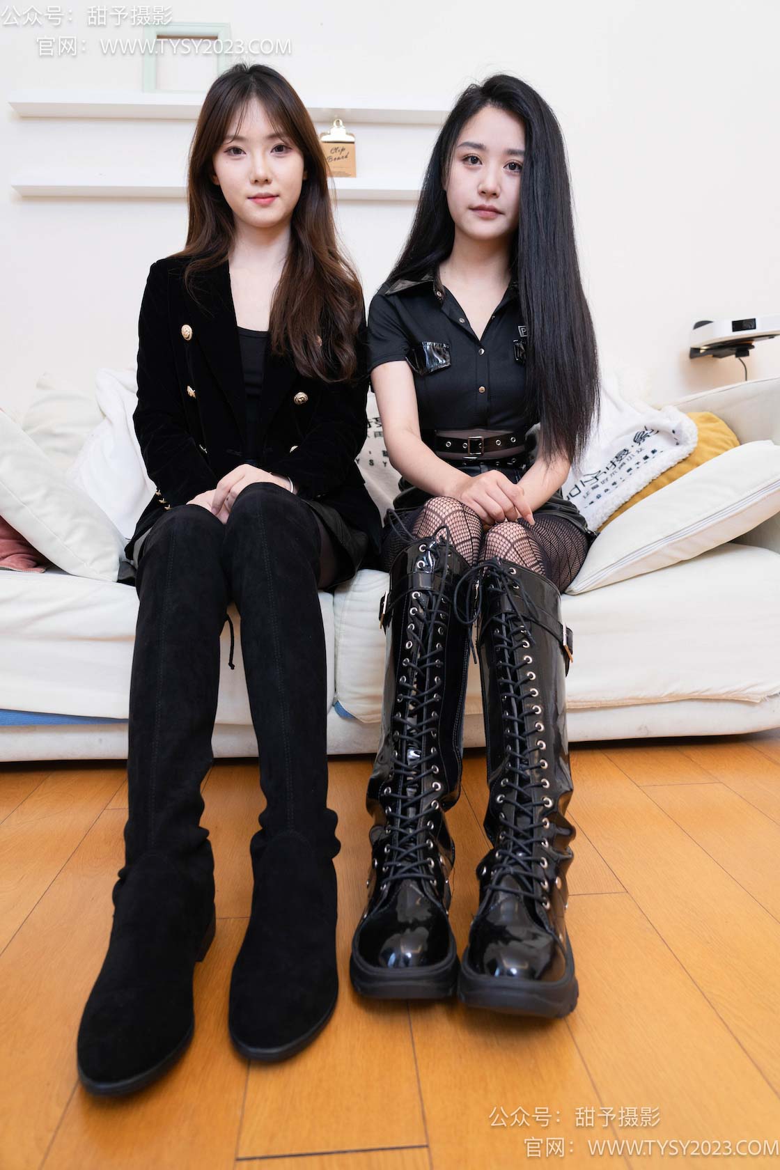 资讯|甜予摄影 – NO.071期 《璇璇澜澜》 长靴，黑丝[脚尖微加固款]，渔网袜，裸足，互相撕破丝袜剧情 – MeiJiao资源站
